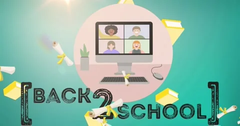 Animation of back to school text on gree... | Stock Video | Pond5