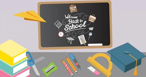 Animation of back to school text on pink... | Stock Video | Pond5