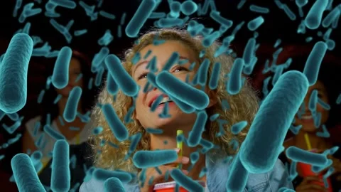 Animation of bacteria cells over people ... | Stock Video | Pond5