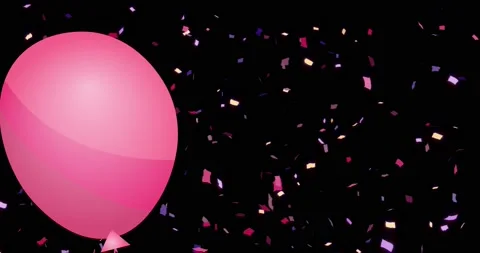 Animation of balloon and falling confett... | Stock Video | Pond5