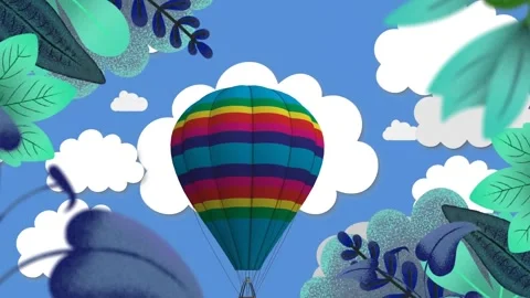 Animation of balloon flying over sky wit... | Stock Video | Pond5