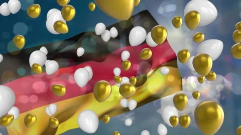 Animation of balloons and lights over fl... | Stock Video | Pond5