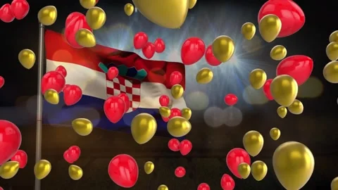 Animation of balloons and lights over fl... | Stock Video | Pond5