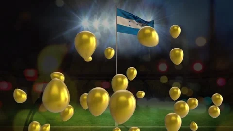 Animation of balloons and lights over fl... | Stock Video | Pond5