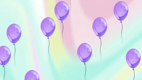 Animation of balloons and shapes on blue... | Stock Video | Pond5