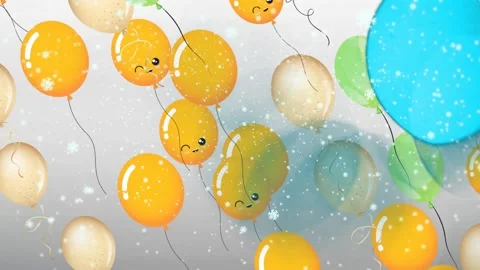 Animation of balloons flying over snow f... | Stock Video | Pond5