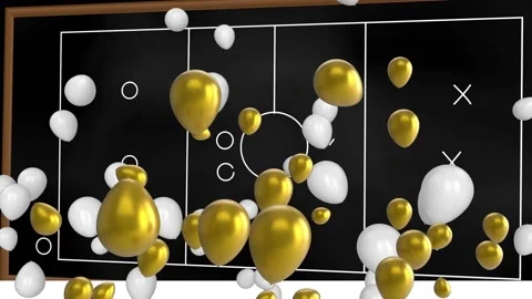 Animation of balloons over drawing of ga... | Stock Video | Pond5