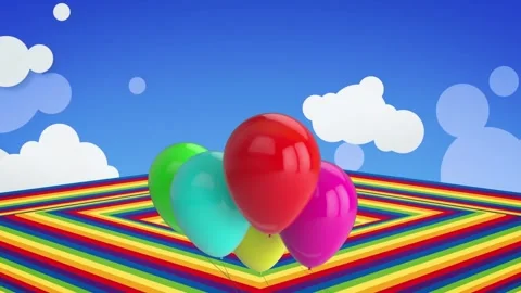Animation of balloons over rainbow patte... | Stock Video | Pond5