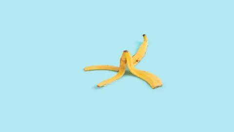 Animation of a banana peel sliding on a ... | Stock Video | Pond5