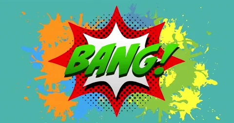 Animation of bang text with comic blast ... | Stock Video | Pond5