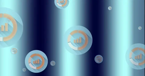 Animation of bar graph icons floating ag... | Stock Video | Pond5