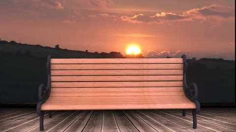 Animation of bench over sun setting with... | Stock Video | Pond5