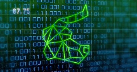 Animation of binary code and bull head o... | Stock Video | Pond5