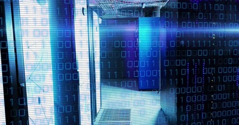 Animation of binary code and lights over... | Stock Video | Pond5