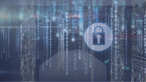 Animation of binary code and padlock ove... | Stock Video | Pond5