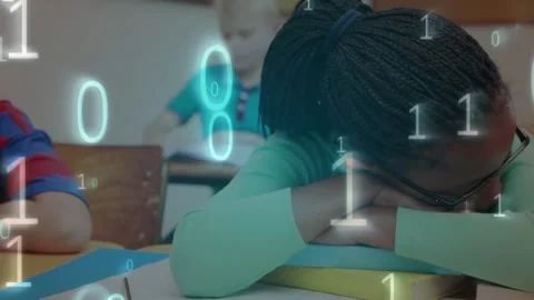 Animation of binary code over african am... | Stock Video | Pond5