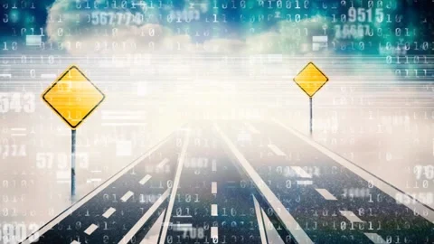 Animation of binary code over road and r... | Stock Video | Pond5