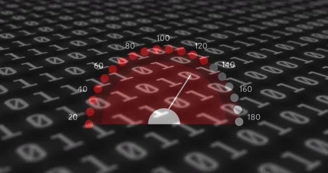 Animation of binary code over speedomete... | Stock Video | Pond5