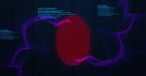 Animation of biometric fingerprint, digi... | Stock Video | Pond5
