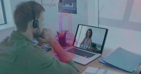 Animation of biometric fingerprint over ... | Stock Video | Pond5