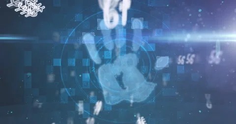 Animation of biometric hand print with n... | Stock Video | Pond5