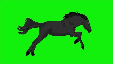 Animation of black horse running with re... | Stock Video | Pond5