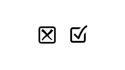 Animation Black X mark and check mark in... | Stock Video | Pond5