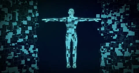 Animation of blue 3d cuboid body shape r... | Stock Video | Pond5