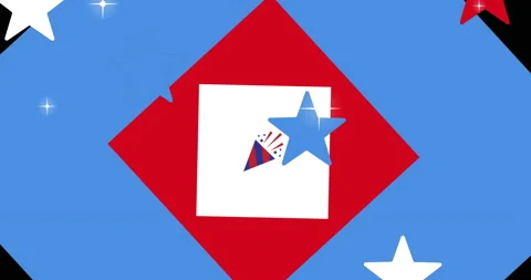 Animation of blue and red stars moving o... | Stock Video | Pond5