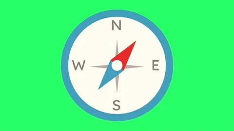 Animation blue compass isolate on green ... | Stock Video | Pond5