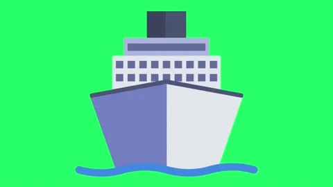 Animation blue cruise ship isolate on gr... | Stock Video | Pond5