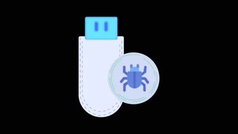 Animation blue flash drive icon on black... | Stock Video | Pond5