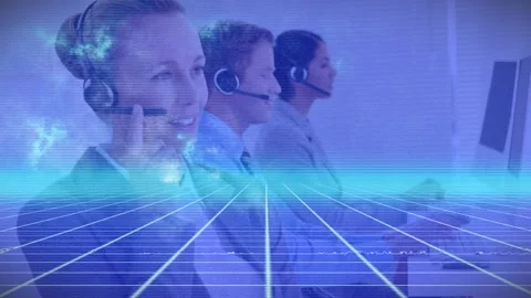 Animation of blue lines over business pe... | Stock Video | Pond5