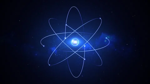 Animation of a blue neon atom 3d model o... | Stock Video | Pond5