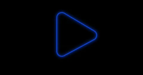 Animation of blue neon play icon flicker... | Stock Video | Pond5