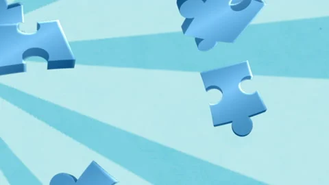 Animation of blue puzzle pieces falling ... | Stock Video | Pond5