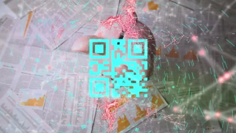 Animation of blue QR code with web conne... | Stock Video | Pond5