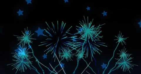 Animation of blue star icons floating ov... | Stock Video | Pond5