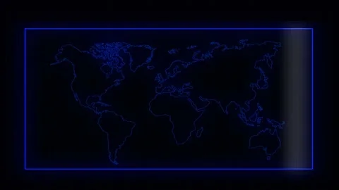 Animation Of blue World Map with moving ... | Stock Video | Pond5
