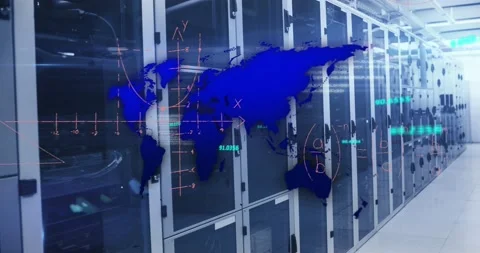 Animation of blue world map, processing ... | Stock Video | Pond5