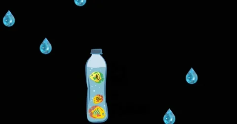 Animation of bottle with fish and water ... | Stock Video | Pond5