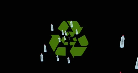 Animation of bottles and recycling symbo... | Stock Video | Pond5