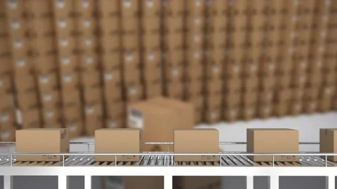 Animation of boxes on conveyor belt over... | Stock Video | Pond5