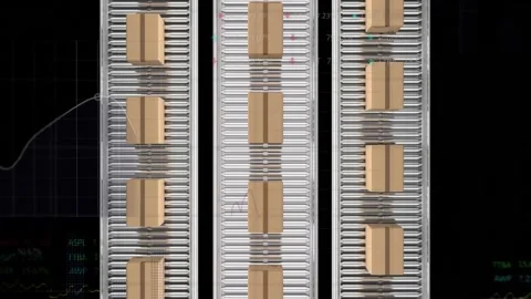 Animation of boxes on conveyor belts ove... | Stock Video | Pond5