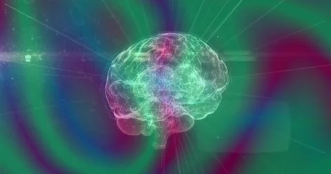 Animation of brain and shapes on colourf... | Stock Video | Pond5