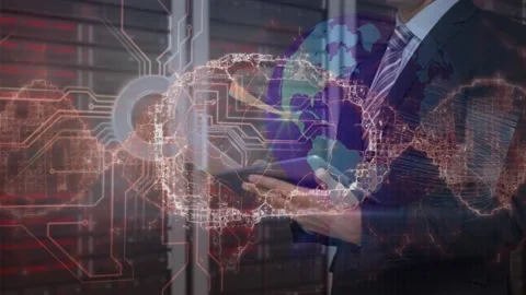 Animation of brain, man using tablet and... | Stock Video | Pond5