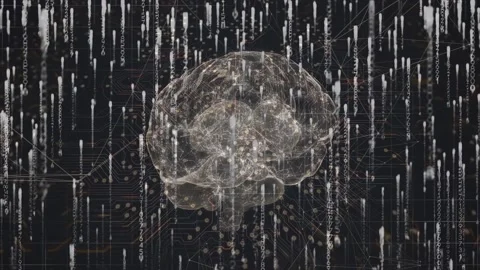 Animation of brain over falling lights o... | Stock Video | Pond5