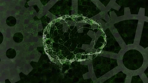Animation of brain rotating over cogs on... | Stock Video | Pond5