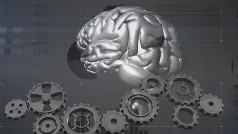 Animation of brain rotating over grey ba... | Stock Video | Pond5