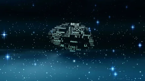 Animation of brain shape filled with wor... | Stock Video | Pond5